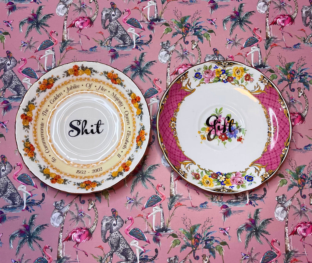 Pair decorative wall hanging plates - Shit Gift – Muck N Brass